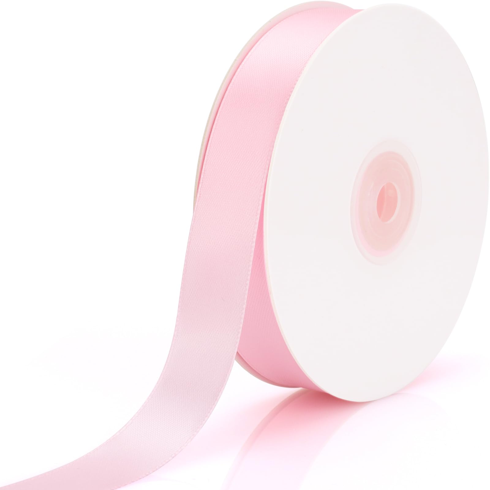 Clmentp 3/4 inch Light Pink Satin Ribbon,50 Yard Light Pink Ribbon for Gift Wrapping Crafts Wedding Decoration Bouquets Party Arrangement
