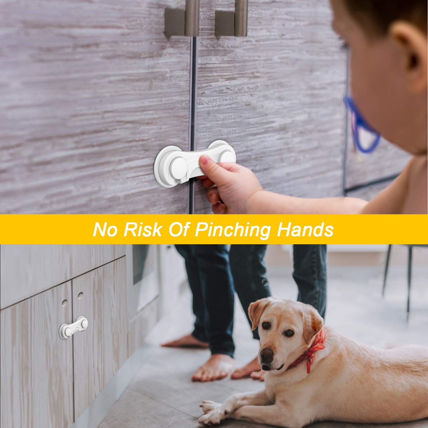 Child Proofing Safety Cabinet Locks, Adoric Cupboard Baby Safe Drawer Latchs, No tools and Drilling Required, 8 Pack, White
