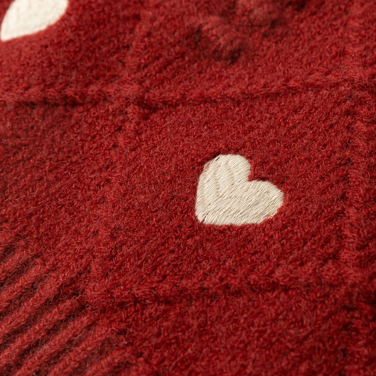 Curipeer Baby Girls Knitted Pullover Sweater Embroidered Romantic Heart Spring Outfit Sweater Red 3T