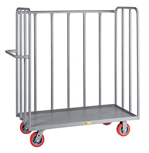 Little Giant OTL2448-6PY 3-Sided Bulk Trucks, Tubular Steel Sides, 48" Interior Height, 3600 lb. Capacity, 6" Polyurethane, Retaining Lip, 24" Width x 48" Length, Gray