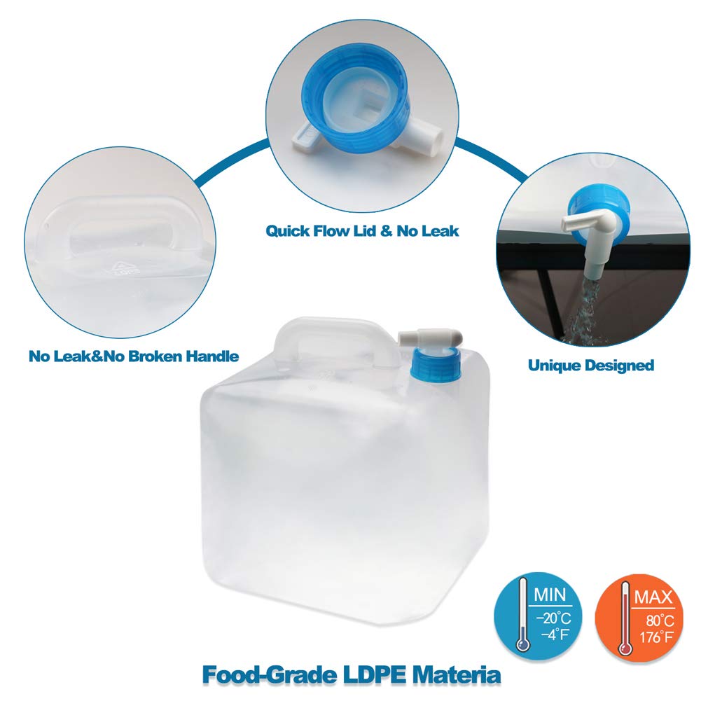 Collapsible Water Storage Container - 5 Gallon Camping Water Container Portable Folding Water Cube Emergency Water Storage BPA Free, 8 Pack