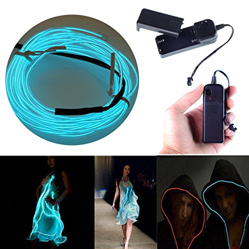 Motion Sensor Night Lights Stair Lights Closet Lights Flexible EL Wire Glow Lighting for Halloween Party Decorations 16.4ft/5m
