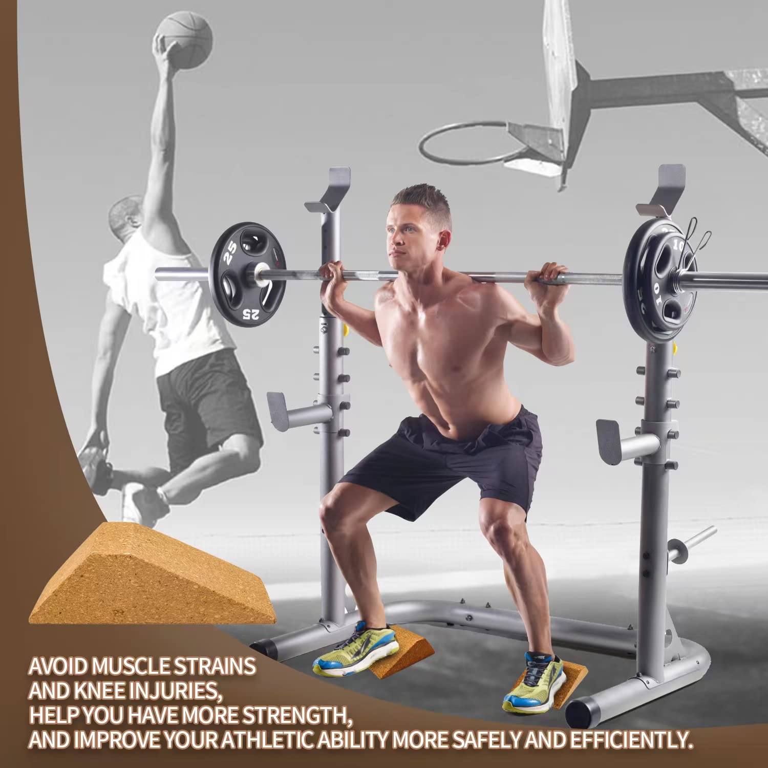 Cork Squat Wedge Block 2 Pack,Non Slip Professional Squat Wedge for Heel Elevated Squats and Calf Raises,Slant Board,Squat Ramp for Squat Weightlifting Yoga, Squat Platform for Spine Joint Protection