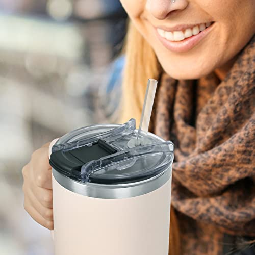 SOOZELEN 40oz Tumbler with Handle & Straw Lid, Insulated Travel Mug, Double Walled Keeps Drinks Cold & Heat for Long Time(Rose Quartz)