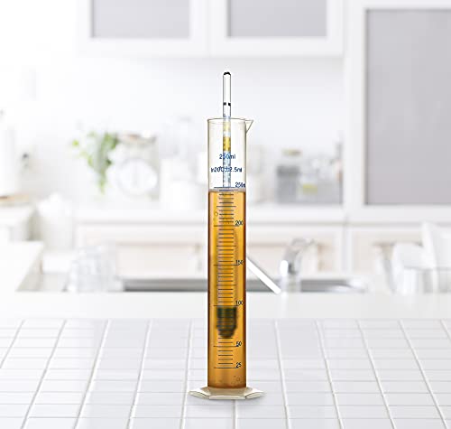 Fermentaholics Hydrometer Test Jar & Measuring Cylinder - Test Homebrewed Beer, Wine, Mead, Cider, & Fermented Beverages – Easy to Use & Read - 250 ML - Heat Resistant Up to 121° Celsius