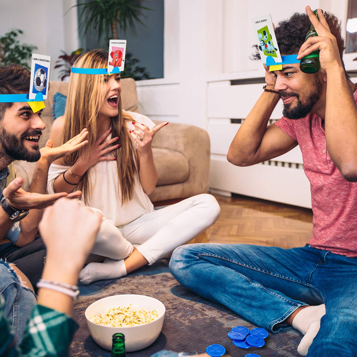 Sumind Headband Game Fun Guessing Game Quick Question Game Set Includes Headbands, Picture Cards, Scoring Coins, Sand Clock (Classic Style)