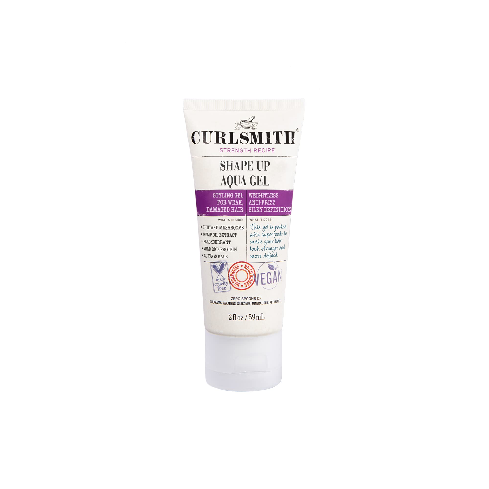 CURLSMITH Travel Duos - Protein Enriched Hair Styling - Multi-Tasking Conditioner (2oz) + Shape Up Aqua Gel (2oz) for Curly, Wavy or Coily Hair, Vegan