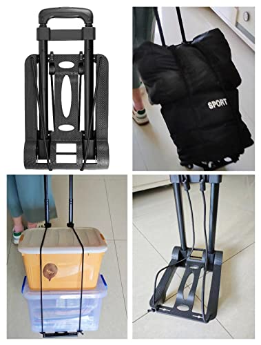 Plastic Folding Luggage Cart with 2 Wheels Lightweight Minisize Hand Truck for Travel, Moving,Camping and Office School Use Trolley(Small Base Plate 12.6"x9"inch)