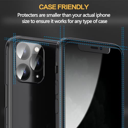 sorlnern [2+2 Pack] iPhone 11 Pro Privacy Screen Protectors with Camera Lens Protectors, Anti-Spy 9H Tempered Glass Film Screen Protectors for iPhone 11 Pro (5.8), Case Friendly, Bubble Free