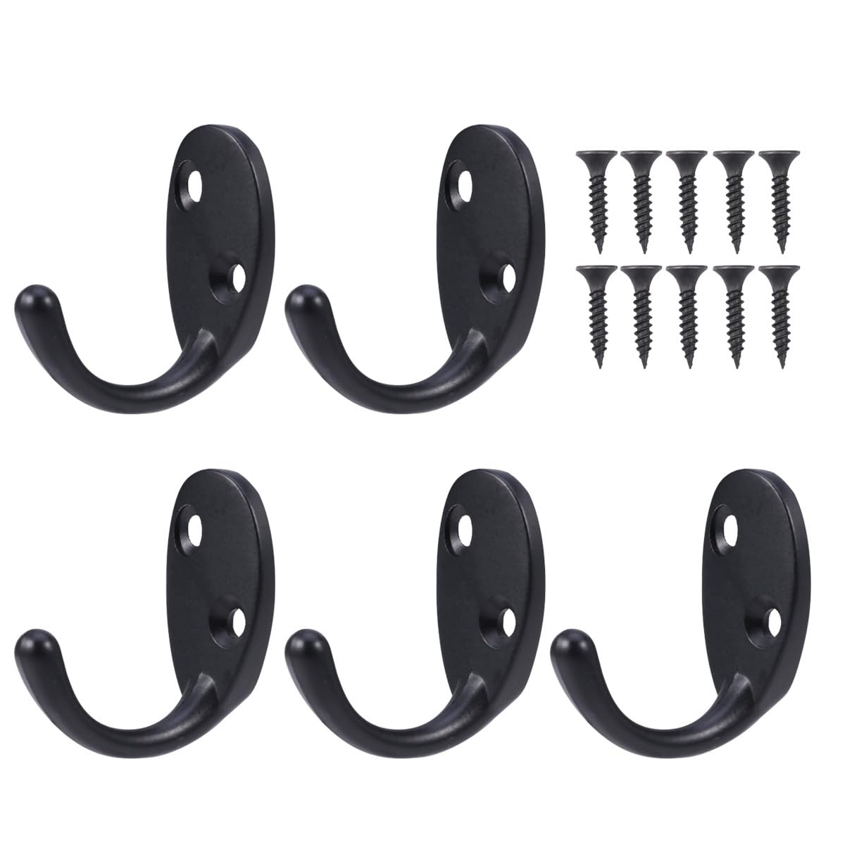 PRETYZOOM 5pcs Metal Wall Hooks for Hanging, Heavy Duty Iron Hanging Hooks for Coat, Cap, Wall Mount Coat Hanger with Screws, Retro Style