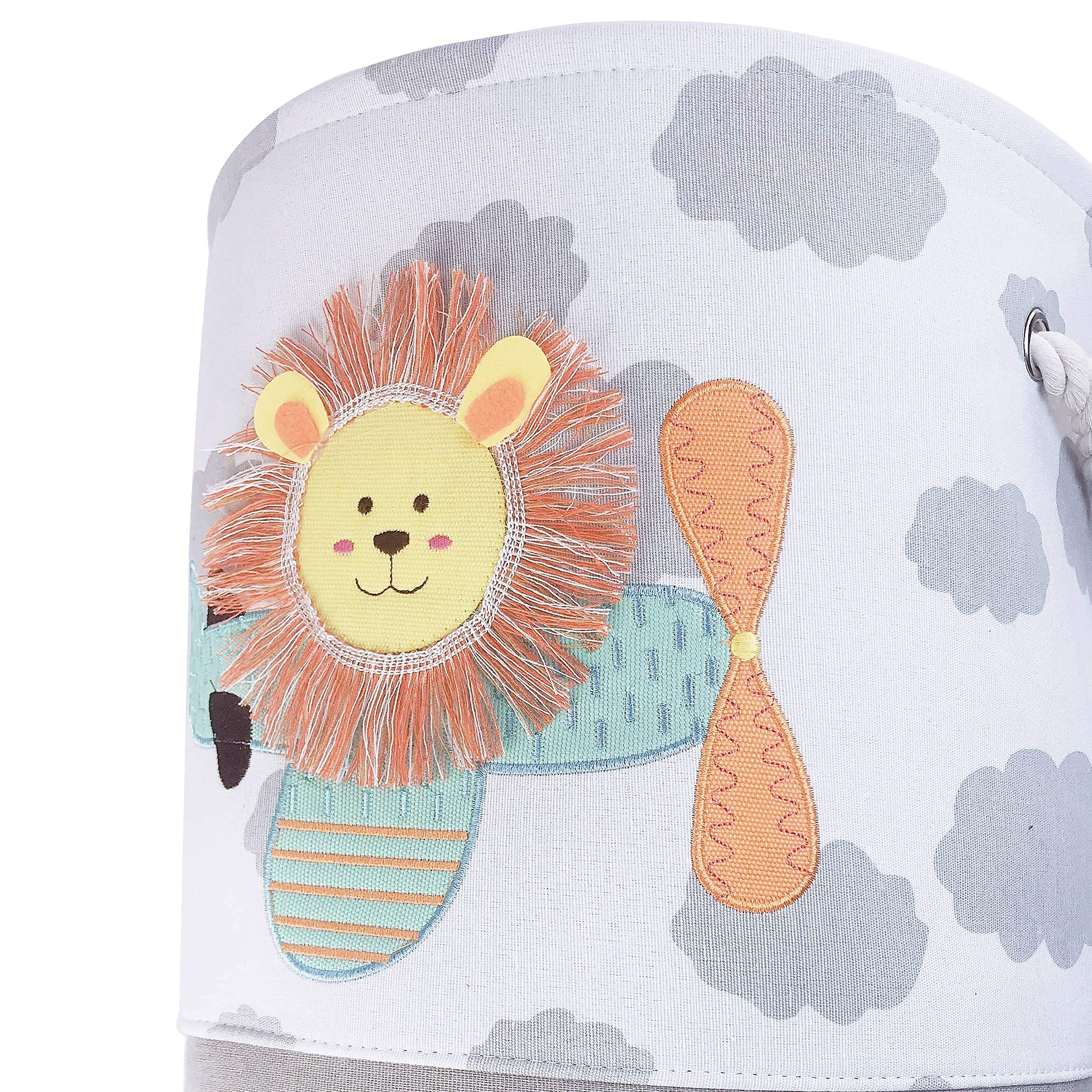 CHENGVERSON Boy Canvas Durable Laundry Hamper Lovely Room Decor Thicken Clothes Basket Kids Toy Organizer Storage Bin (Lion)