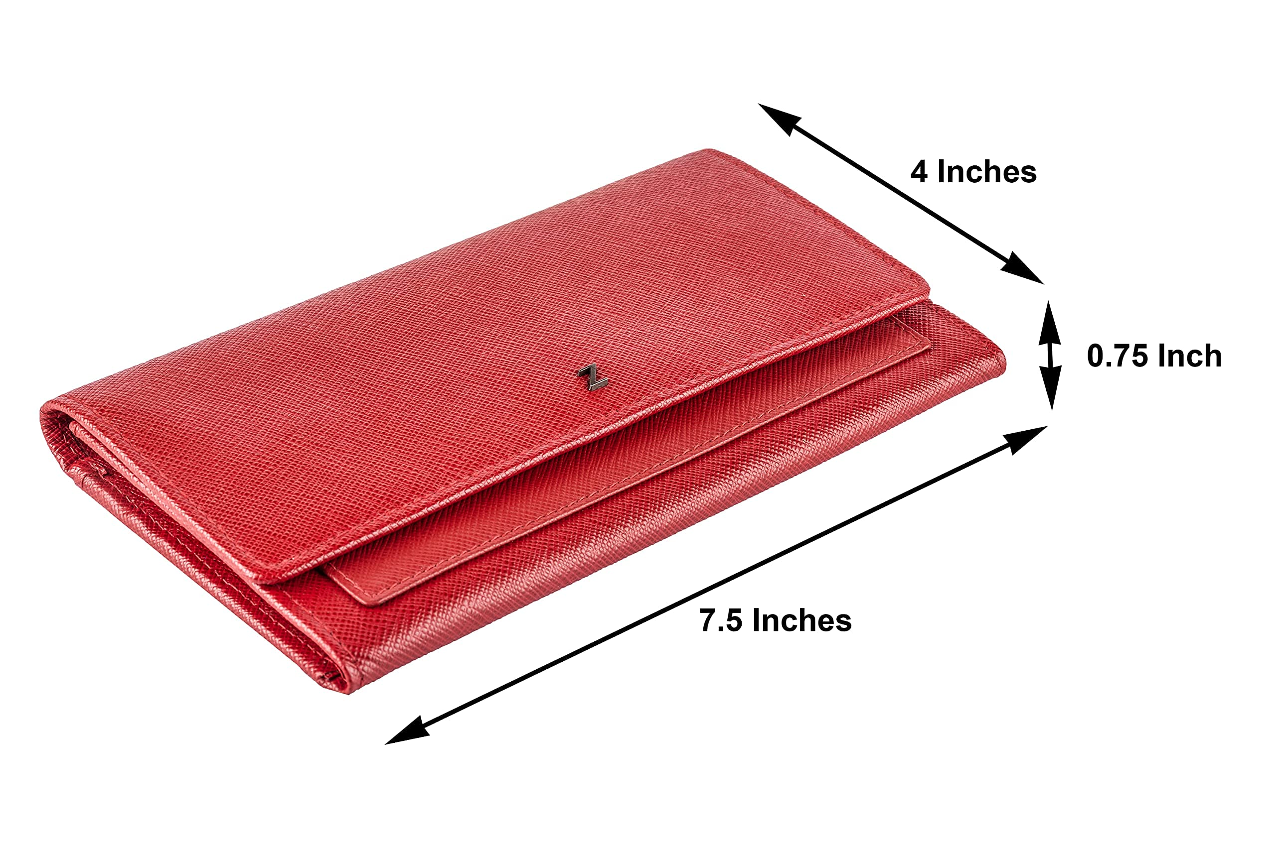Zinda Genuine Leathers Women’s Wallet Long Purse Flap Over RFID Protection (Red)