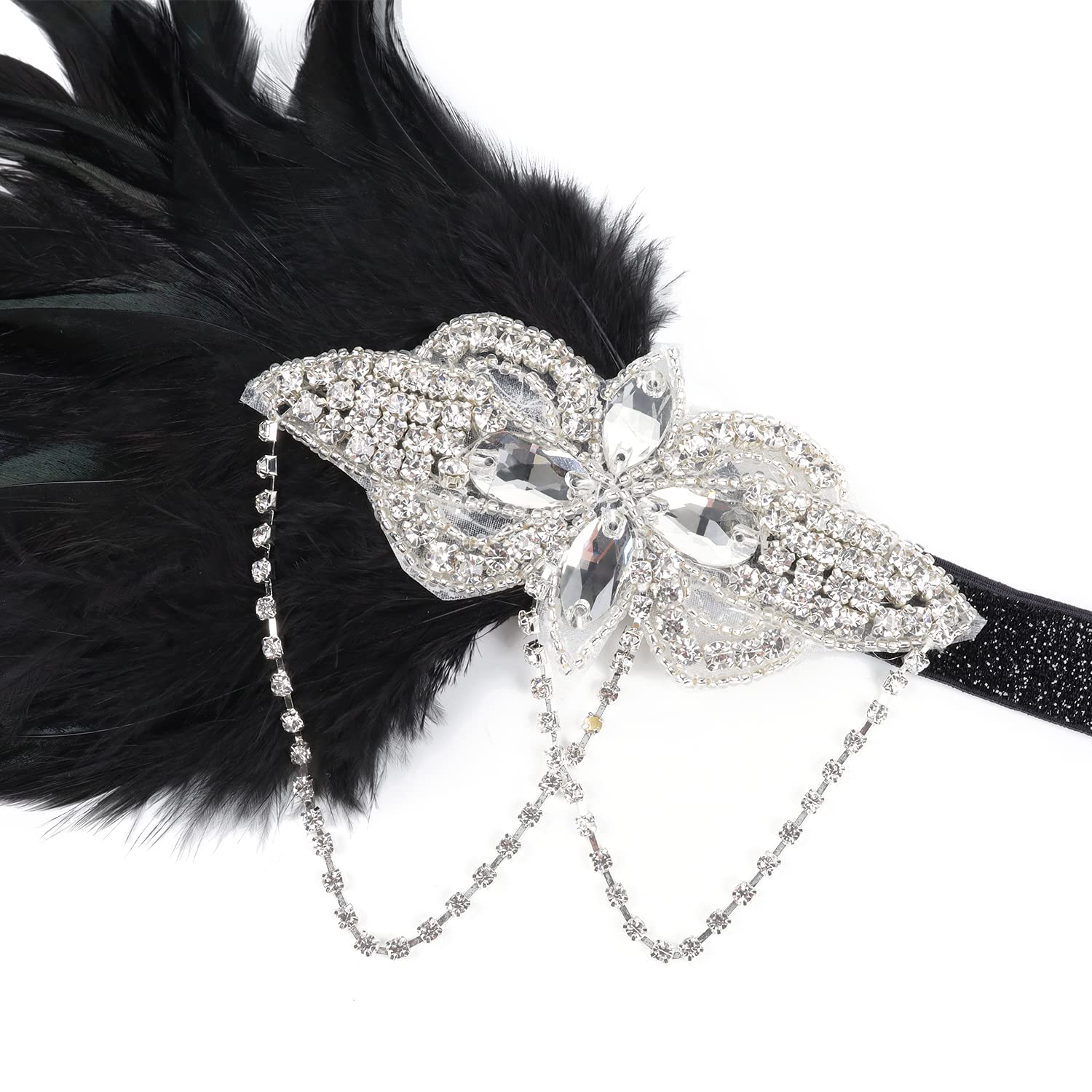 Comott Rhinestone Headband 1920s Great Gatsby Vintage Headpiece Flapper Headband Bride Wedding Hair Accessories for Women