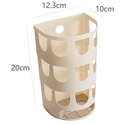 Plastic Garbag Bag Holder Stand Wall Mount Bag Dispenser Rubbish Trash Basket Large Capacity Bag Dispenser Hanging Storage Box(White)