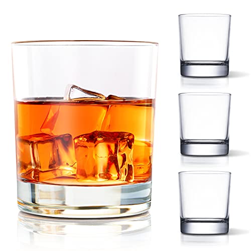 COPLIB Whiskey Glasses Set of 4-11 OZ Old Fashioned Glasses/Premium Crystal Glasses, Perfect for Whiskey Lovers, Rocks Glasses for Scotch, Bourbon, Liquor, Rum, and Cocktail Drinks - Twist