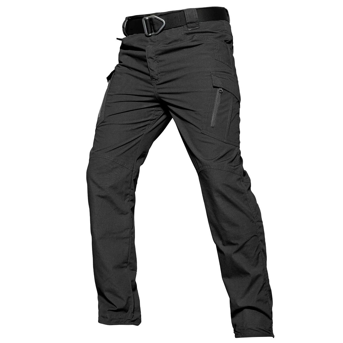 CARWORNIC Men's Outdoor Tactical Pants Rip-Stop Lightweight Stretch Military Cargo Work Hiking Pants Black
