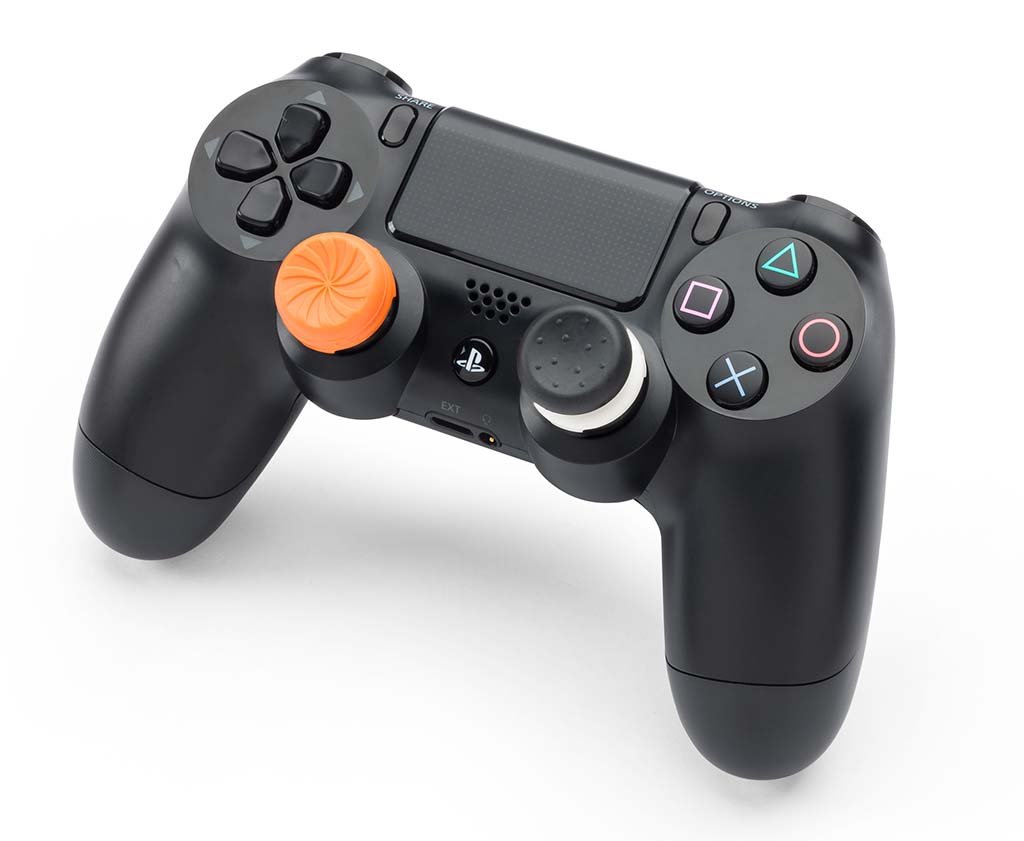 KontrolFreek GamerPack VX for PlayStation 4 (PS4) Controller | Performance Thumbsticks | 3 High-Rise, 1 Mid-Rise Concave | Black/Orange