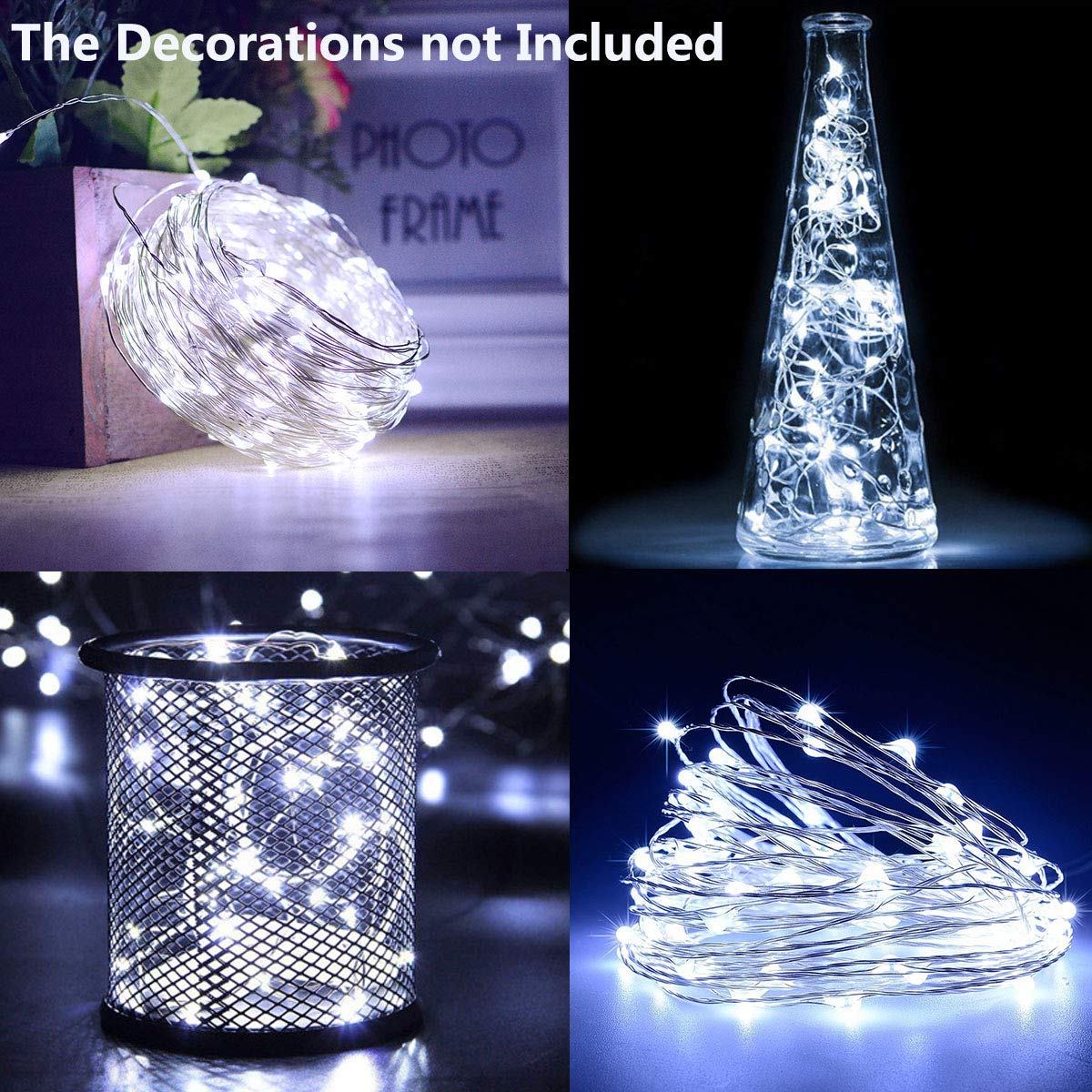 Chinety Upgraded Solar Powered String Lights, 2 Pack 8 Modes 200 LED Solar Fairy Lights Waterproof 66ft Silver Wire Lights Outdoor Garden String Lights for Home Patio Yard Party Decor (Cool White)