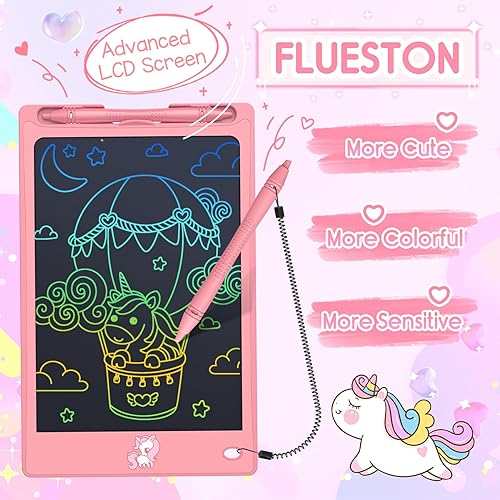 FLUESTON Drawing Tablet Board Kids Toys LCD Doodle Writing Pads for 3 4 5 6 7 7+ Year Old Girls Boys, Toddler Educational Learning Erasable Pad for Birthday 8.8 Inch Green Cute Dinosaur