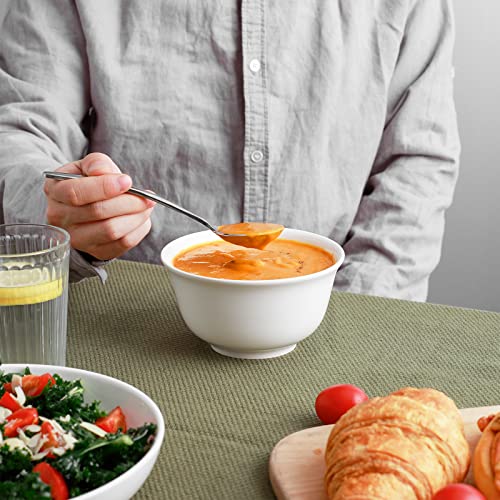 DOWAN 37 OZ Ceramic Soup Bowls & Cereal Bowls - White Bowls Set of 4 for Kitchen - Serving Bowls for Cereal, Soup, Oatmeal, Rice, Pasta, Salad, Fruit - Dishwasher & Microwave Safe