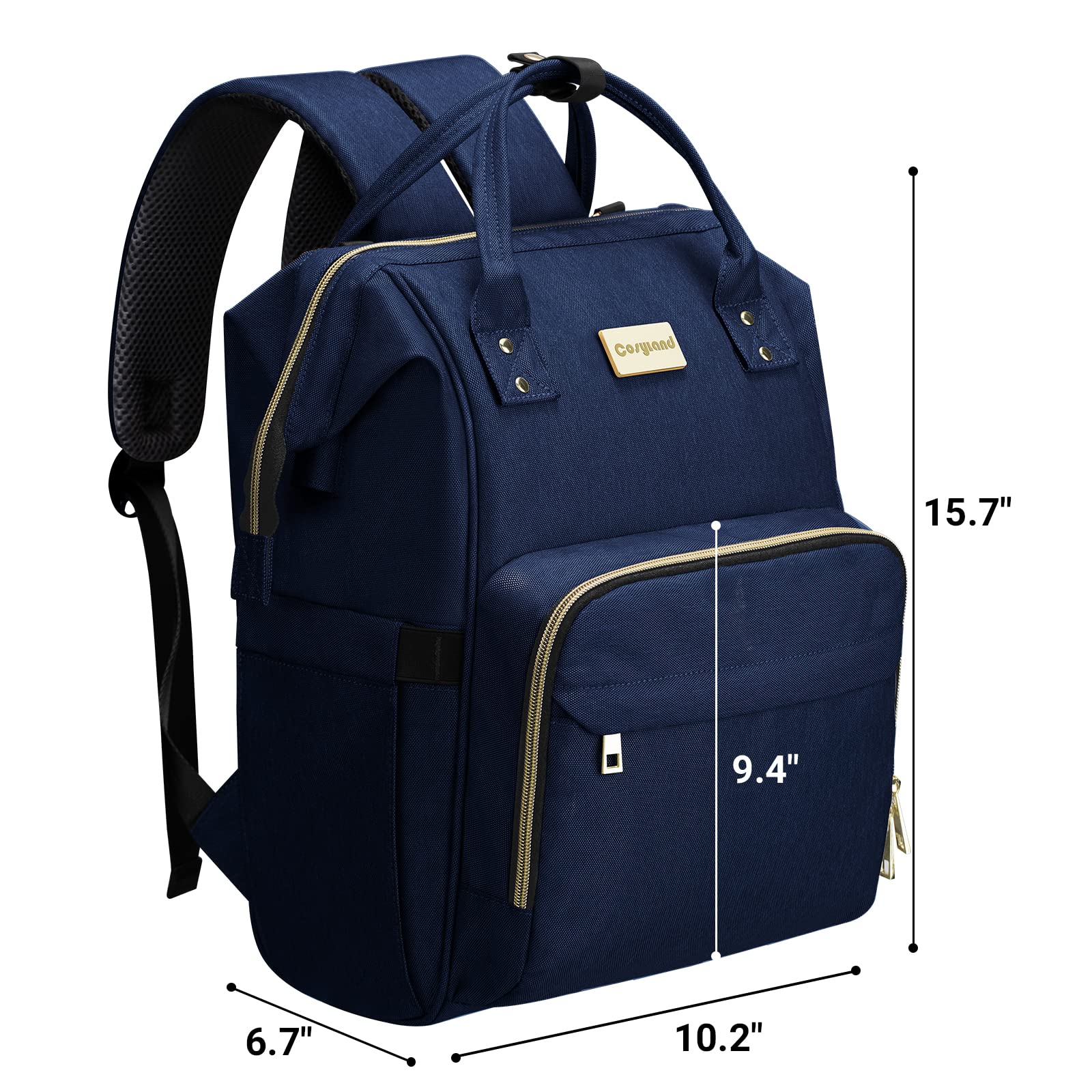 COSYLAND Diaper Bag Backpack, Mom Travel Backpack Nappy Bags Large Capacity Maternity Bag with USB Charge Port Stroller Strap Wide Shoulder Strap Insulated Pockets Navy Blue