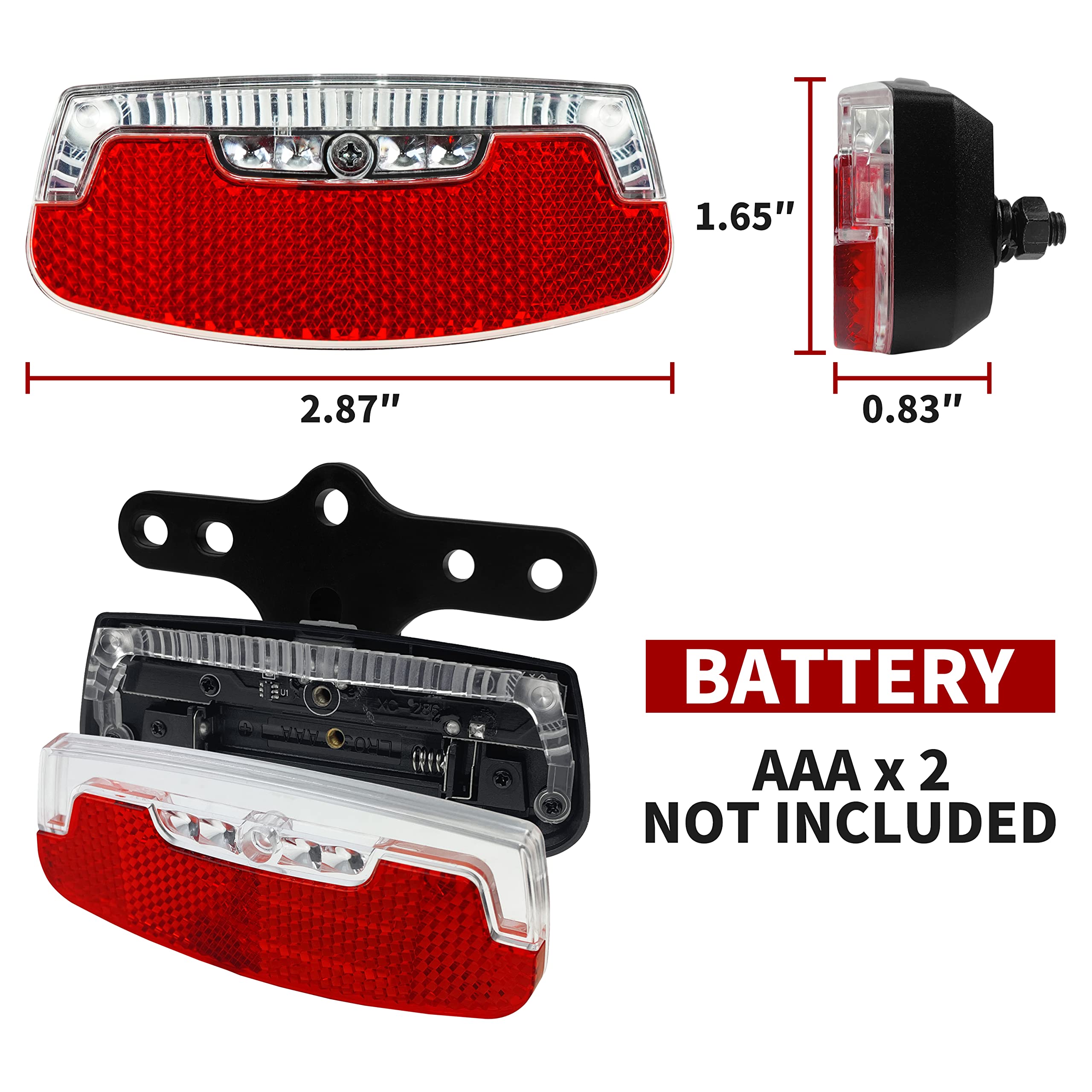 BV Rear Bike Tail Light 2 Pack, Bicycle LED Rear Lights, Easy to Install for Cycling Safety Flashlight (Strap Mount- Rechargeable)