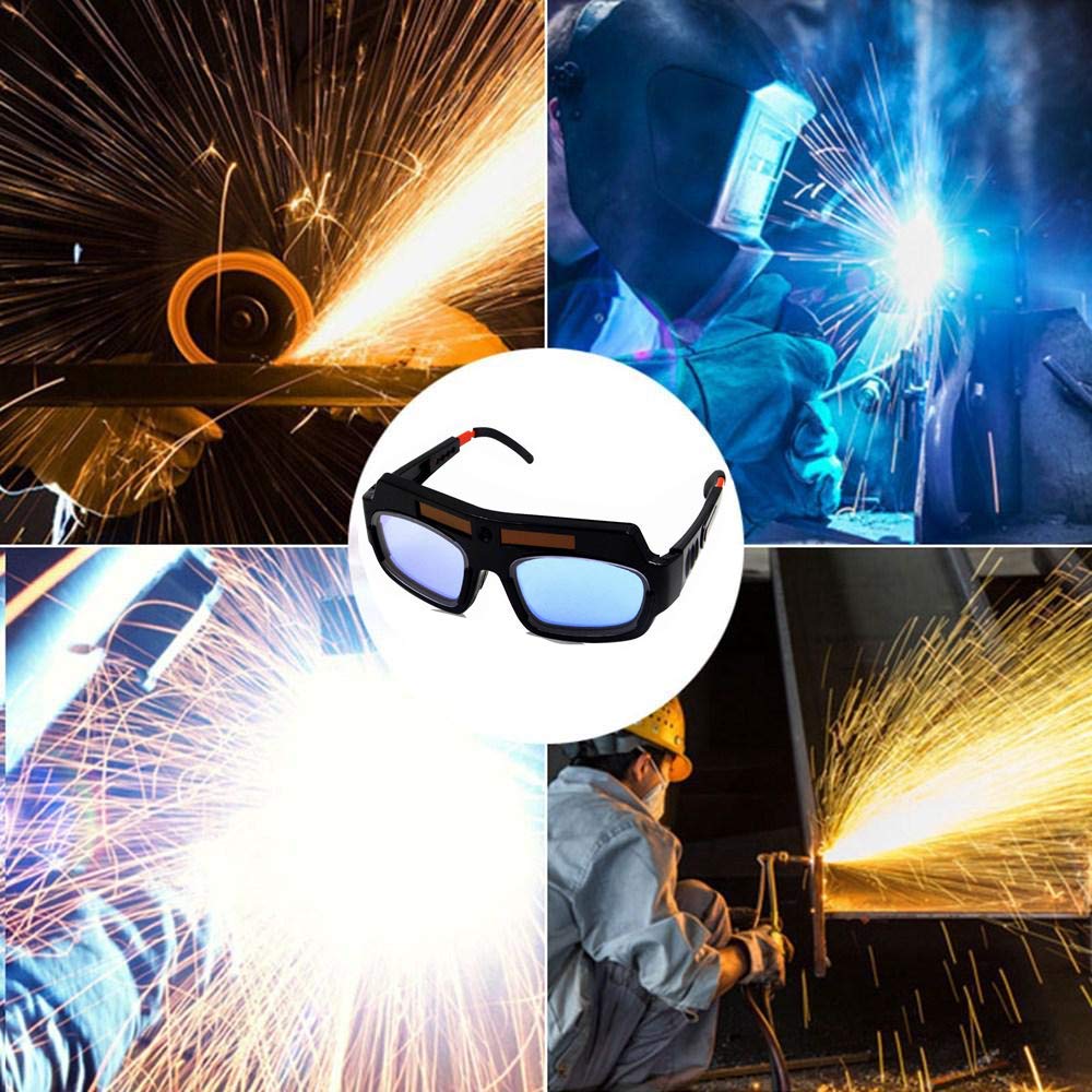 CVV Solar Auto Darkening Welding Goggles, PC Lens Eyes Protected Helmet Goggles for Welder/DIYer with Storage Case
