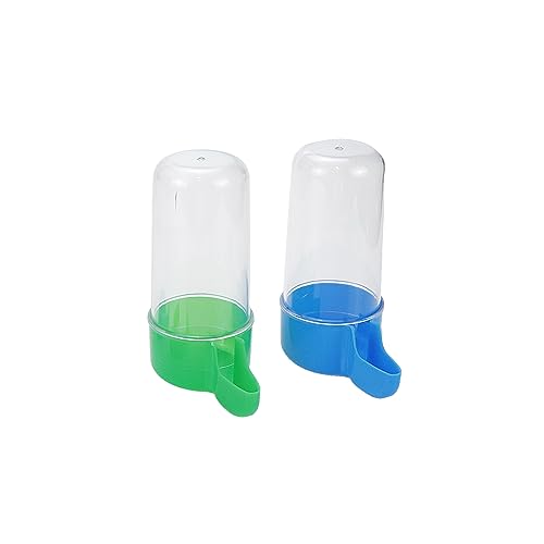 Meprotal 2pcs Automatic Bird Feeders, Bird Water Dispenser for Cage, Bird Water Bottle Drinker Hanging Seed Food Container Dispenser for Parrots Budgie Hamster 200ml (Blue & Green)