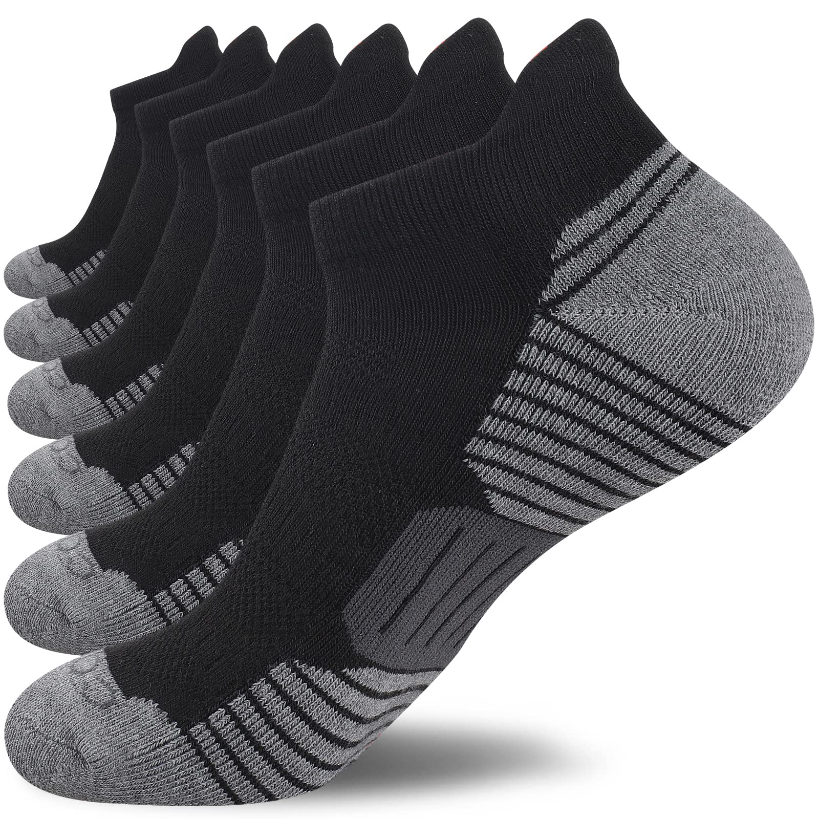 COOVAN Ankle Socks for Men Athletic Running Socks Breathable Cushioned 6 Pairs
