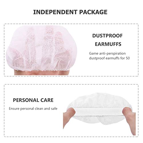 Healifty Headphone Covers 50pairs Sleeve Disposable Ear Most Stretchy Woven Nonwoven Headphones for Non- on Fit White Earpad Sweatproof Cover, Protector Earpads Covers Headphone of