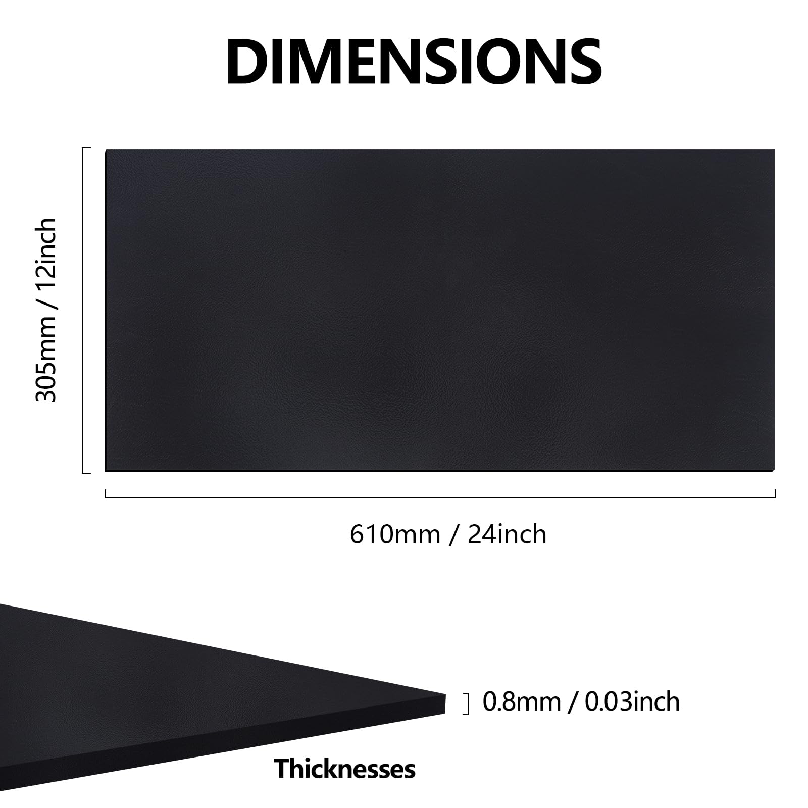 Frddiud Laserable Leather Sheets, 12" x 24"Laserable Leatherette Patch with Adhesive Backing, CO2 Laser Engraving Supplies, Faux Leather for Crafting Tools, Wallets (Black/Silver/Adhesive Backing)