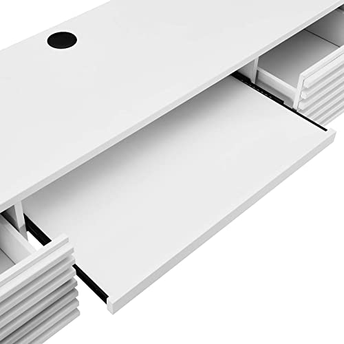 Modway Render 60" Mid-Century Modern Wall-Mount Office Desk in White