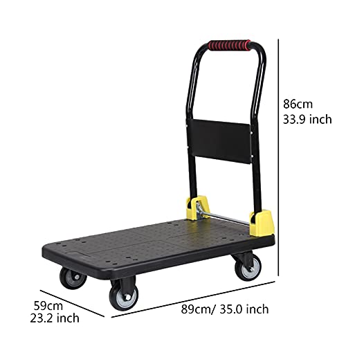 Generic Hand Trucks Foldable Push Hand Cart for Loading and Storage Platform Truck Trolley with 360 Degree Swivel Wheels Large Loading Capacity Push Cart (Color : Q 6)