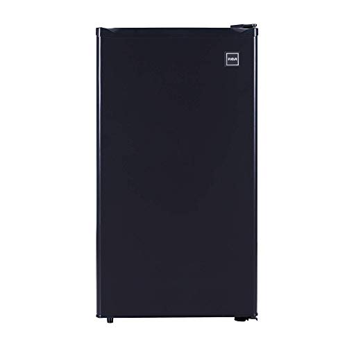 RCA RFR321-B-Black-COM RFR321 Single Mini Refrigerator-Freezer Compartment-Adjustable Thermostat Control-Reversible Doors-Ideal for for Dorm, Office, RV, Garage, Apartment-Black Cubic Feet, 3.2 CU.FT