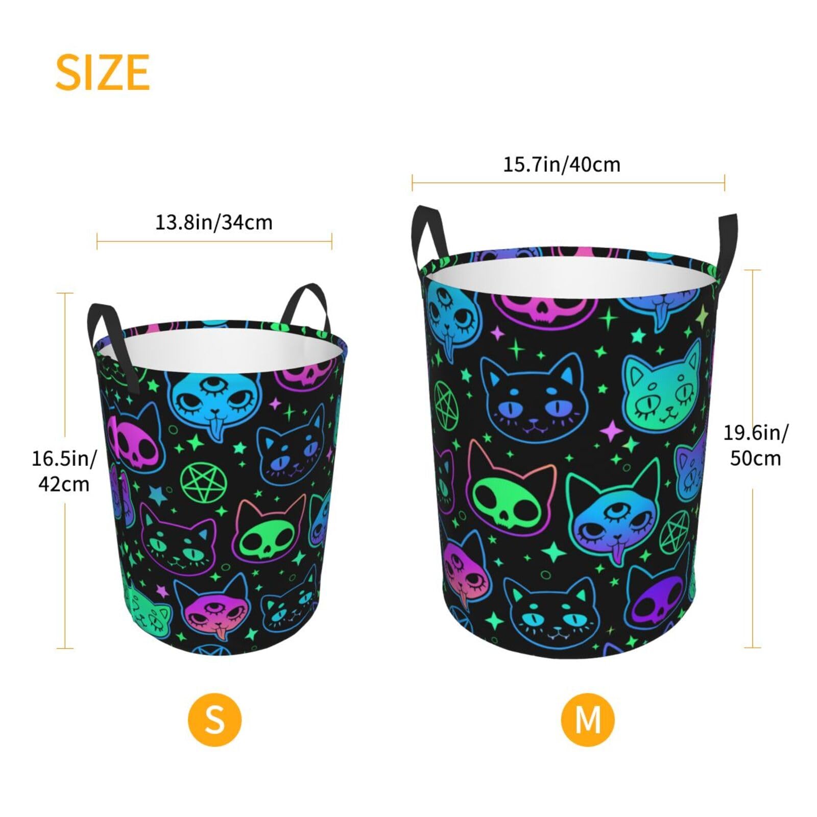 Glow-In-The-Dark Cat Freestanding Laundry Hamper Personalized Dirty Clothes Hamper Storage Basket For Bedroom,Bathroom,College Dorm Boys And Girls Cat Dog Pet Toy Storage