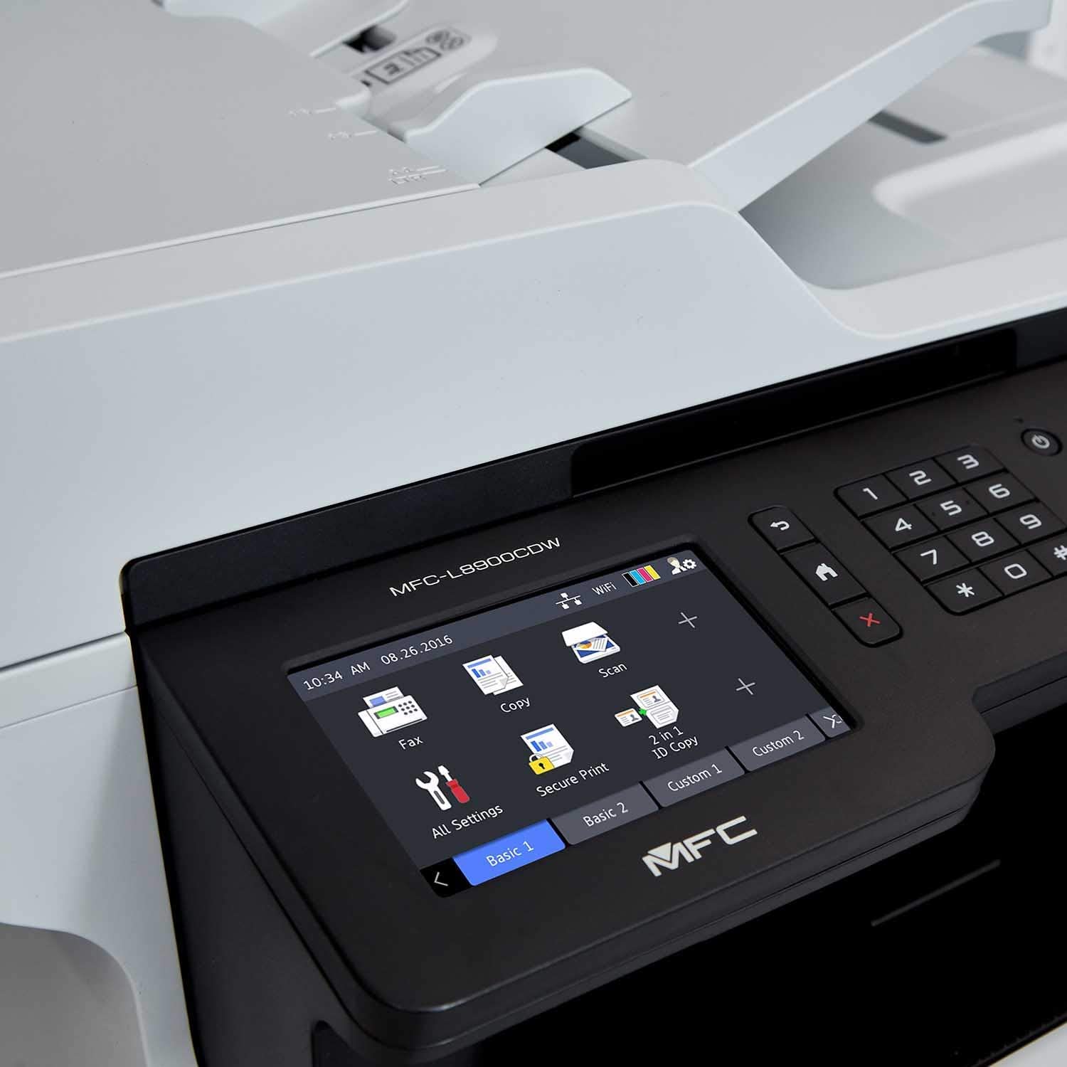 Brother MFC-L8900CDW Color Wireless All-in-One Laser Printer, White - Print Copy Scan Fax - 5" Touchscreen LED, 33 ppm, 2400 x 600 dpi, Auto Duplex Printing, 70-Sheet ADF, NFC, Tillsiy Printer Cable