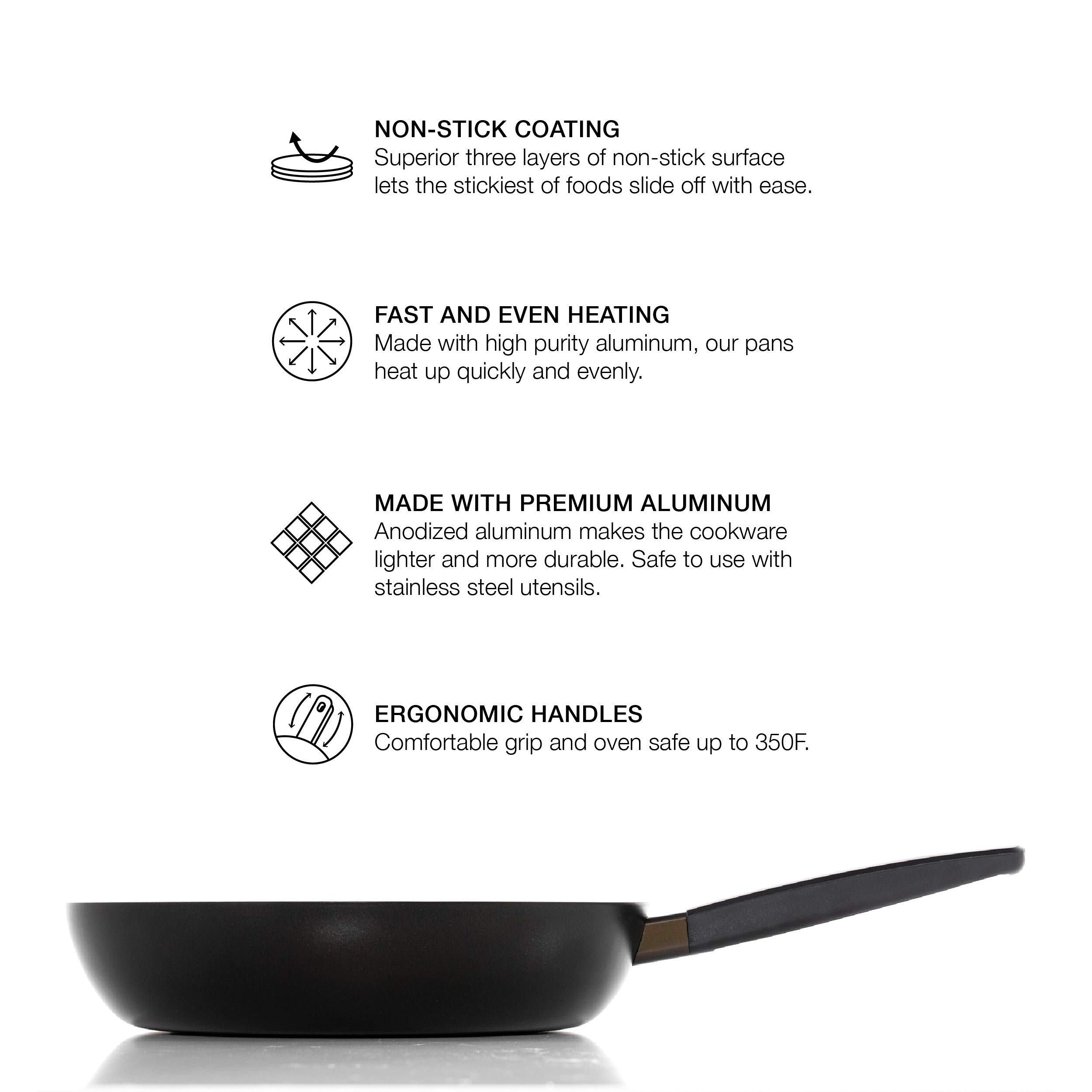 LocknLock Hard & Light Black Aluminum Cookware Frying Pan, 12 inch