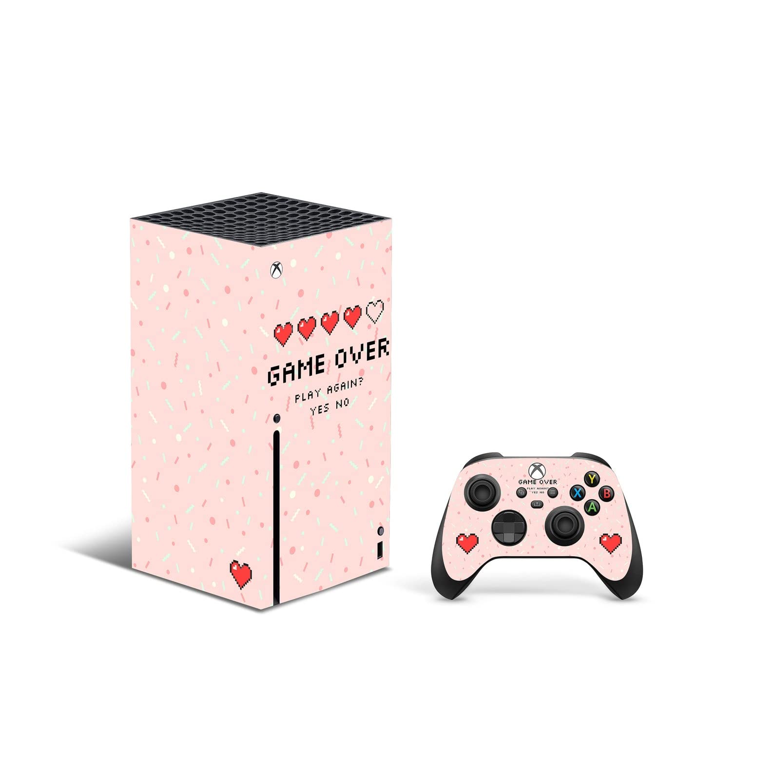 ZOOMHITSKINS Compatible with X1 Series X, Game Over Heart Pink Red Cute Kawaii, Durable, Bubble-free, Made in USA