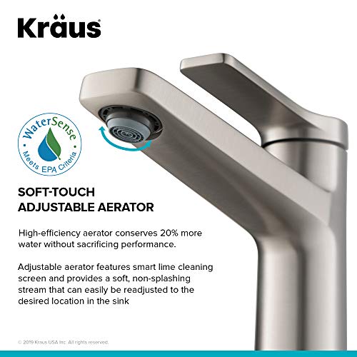 KRAUS Indy Single Handle Basin Bathroom Faucet in Spot Free Stainless Steel, KBF-1401SFS