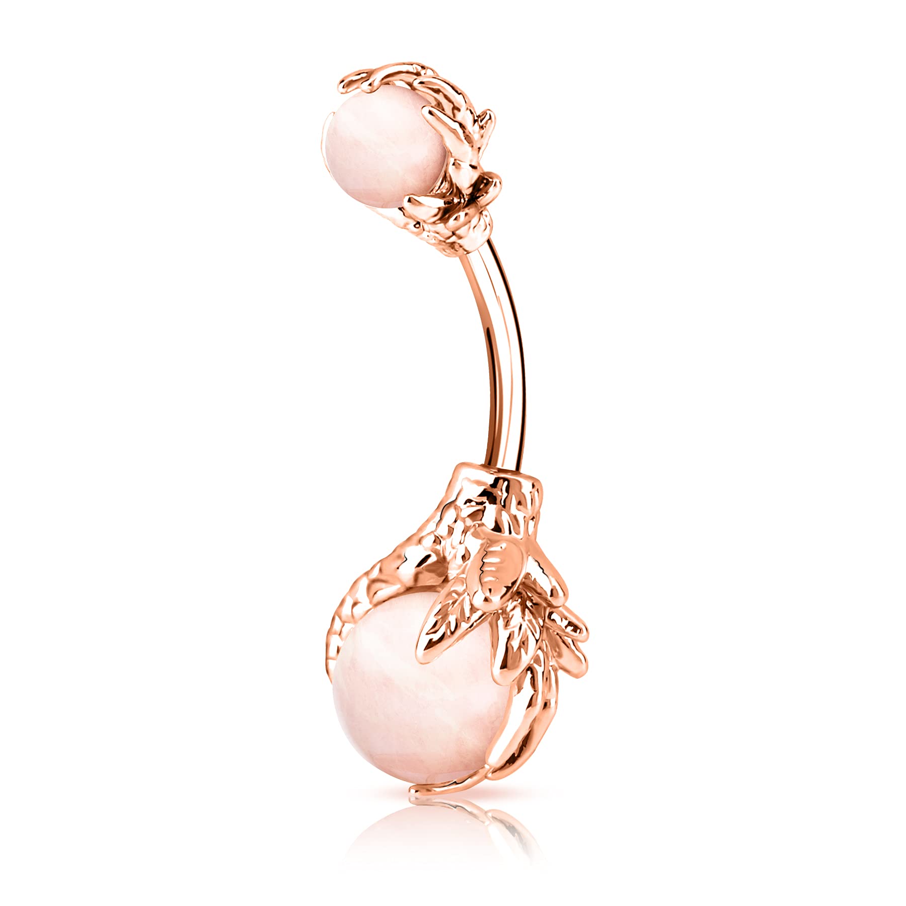 COCHARM Pink Belly Button Rings Crystal Rose Gold Belly Button Ring 14 Gauge Belly Piercing Rings for Women