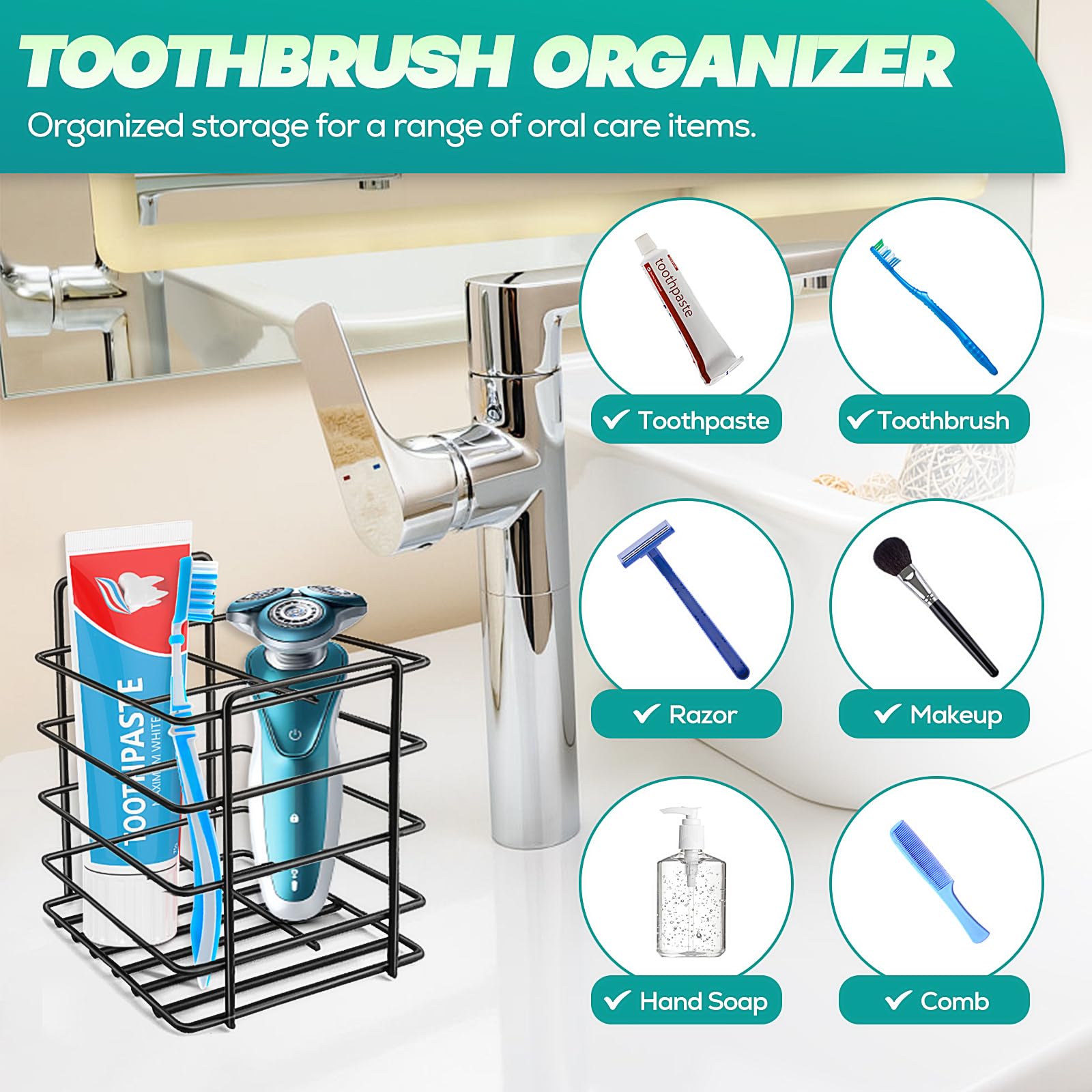 Shower Caddy Organizer 5-Pack Shower Shelves Adhesive Shower Shelf No Drilling Rustproof Bathroom Accessories Shower Storage with Toothbrush Holder and Soap Holder Organization for Living Room Kitchen