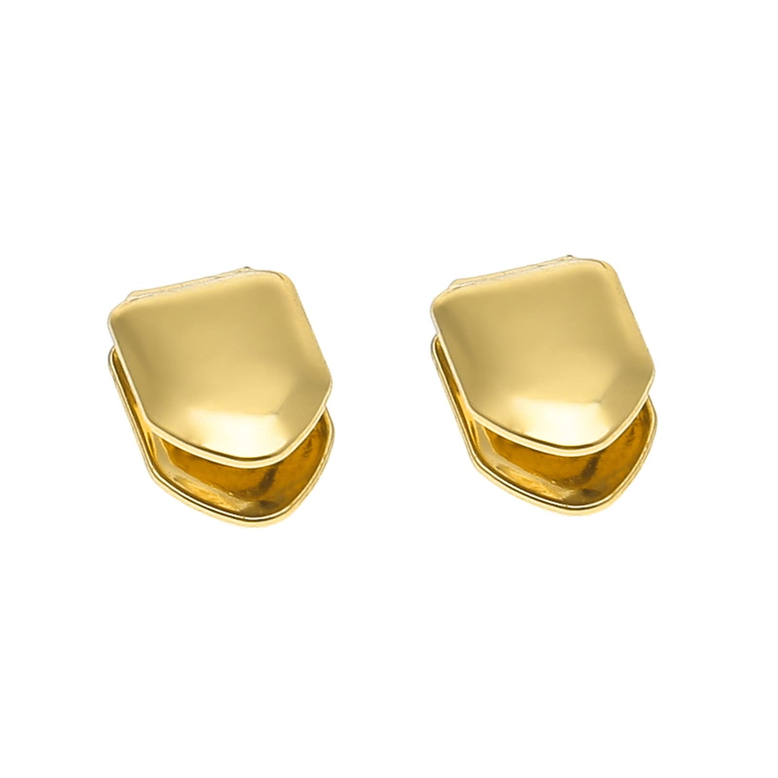 COLORFUL BLING 8 Tooth Grill Gold Silver,Hip Pop Teeth Dental Drill,8 Top 6 Bottom Set,2 Piece 14K Plated Gold Grill Mouth Teeth Punk Dental Accessories-2 pcs Gold