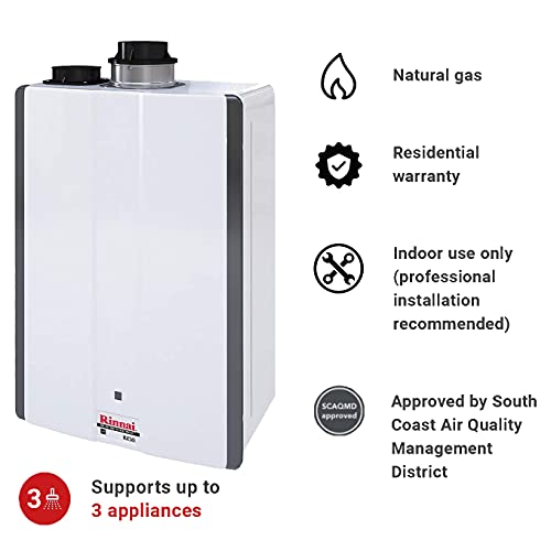 Rinnai RUCS65iN Tankless Hot Water Heater, 6.5 GPM, Natural Gas, Indoor Installation