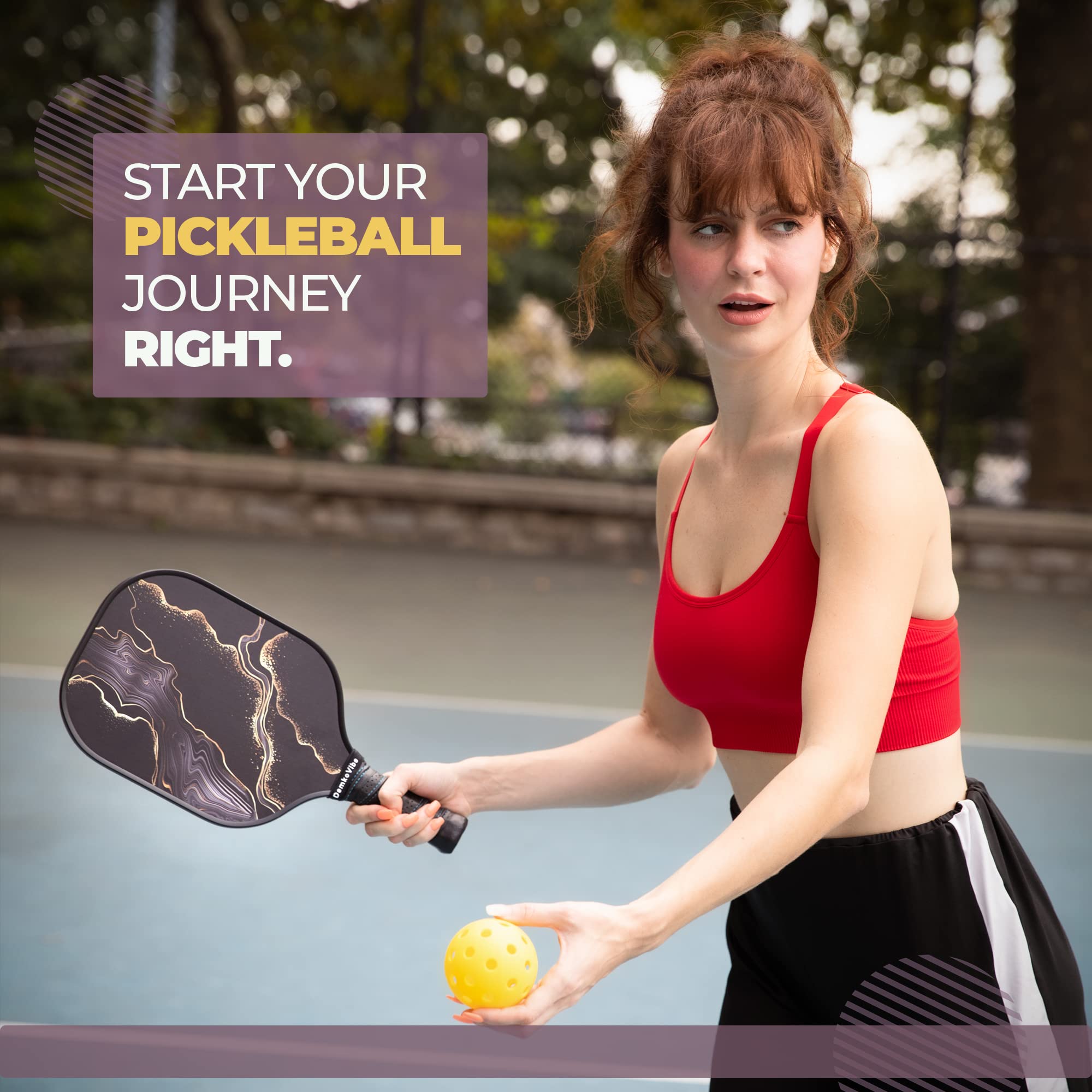 DemkoVibe Pickleball Paddles Set of 2 USAPA Approved with 4 Outdoor Indoor Balls with 1 Carrying Case