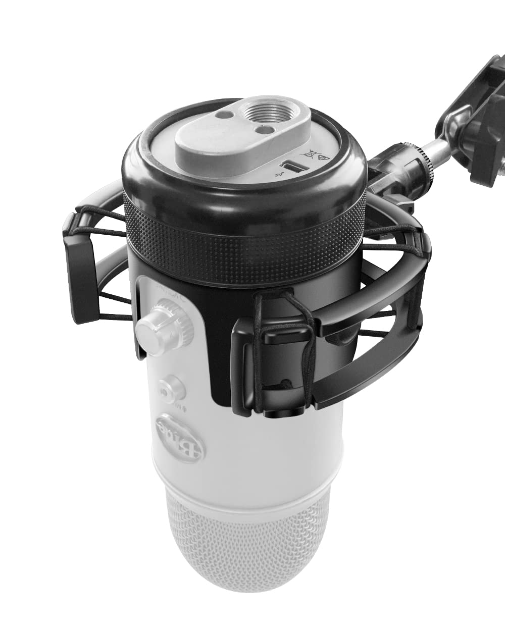 Borenbuir [Newest &Ultra-Durable] Microphone Shock Mount with Pop Filter [Custom Built for Blue yeti Mic] Anti-Vibration Suspension Shock Mount Holder Clip Compatible with Blue Yeti Microphones