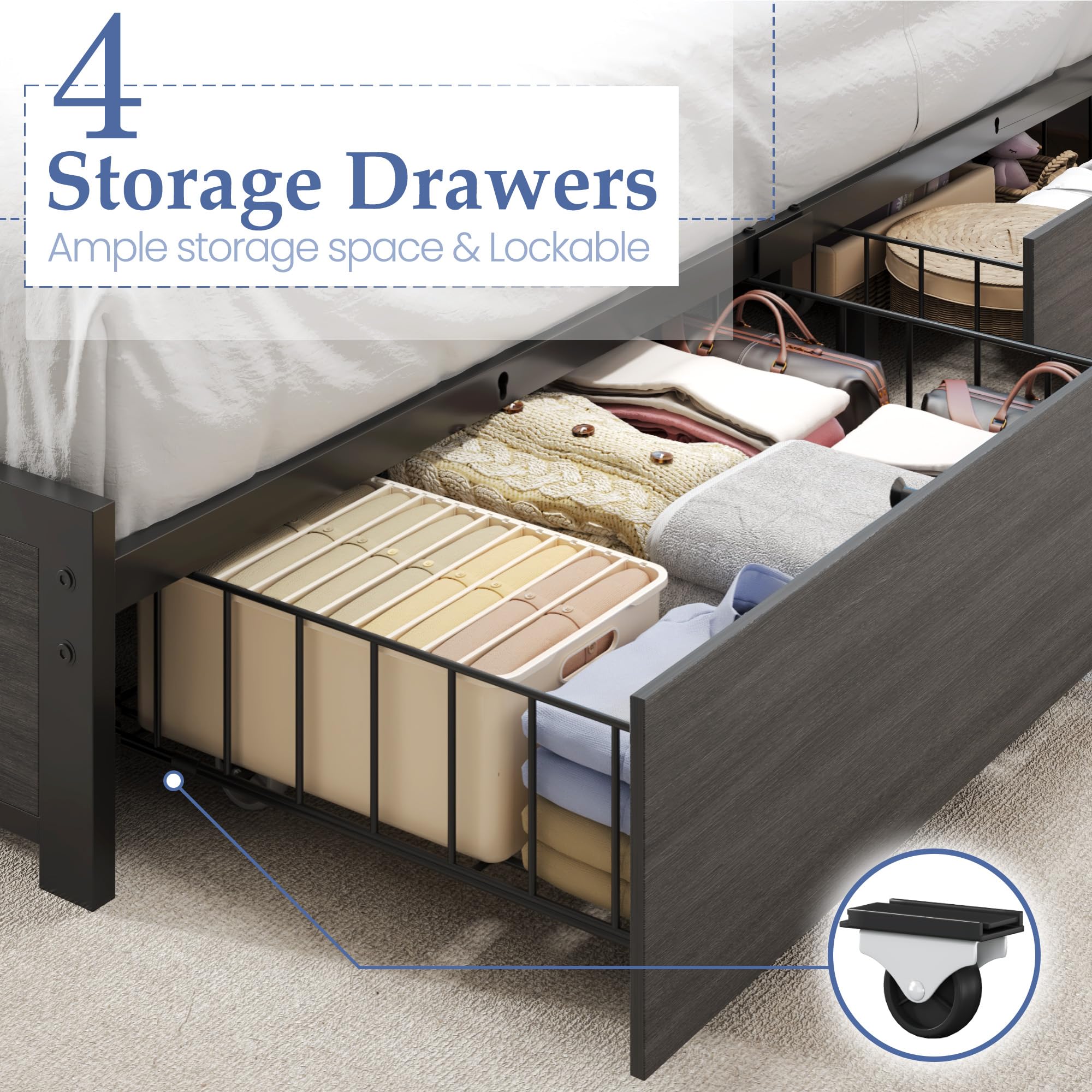 Foredawn Queen Bed Frame with Bookcase Headboard