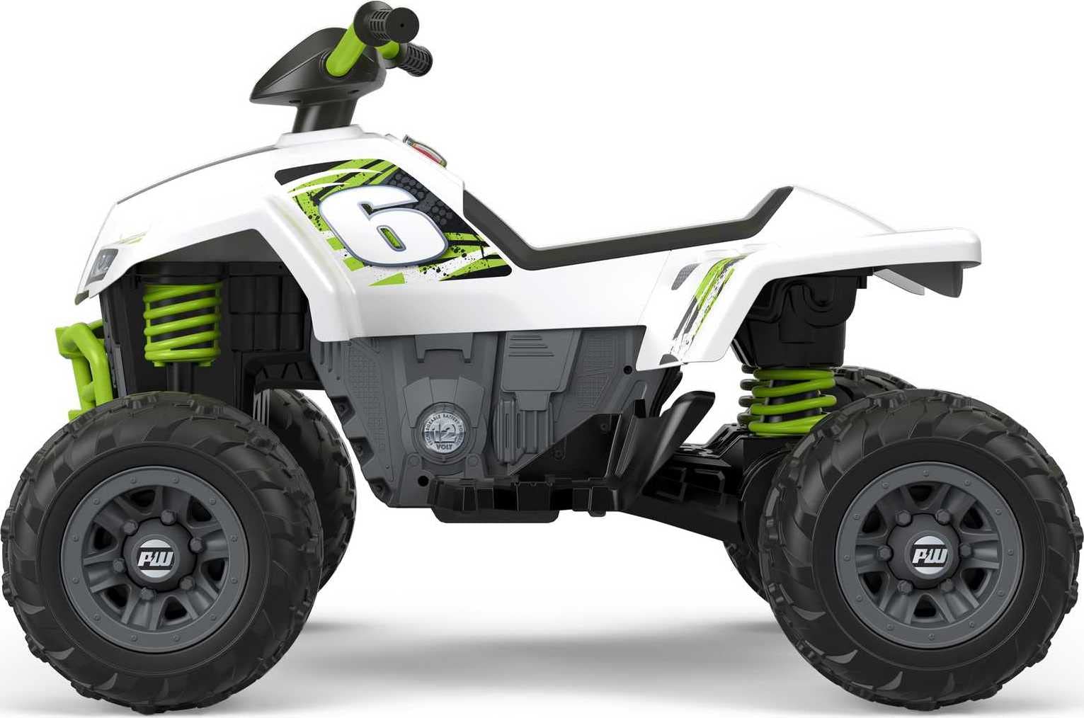 Power Wheels Racing ATV Ride-On Battery Powered Vehicle with Multi-Terrain Traction for Preschool Kids Ages 3+ Years, Silver