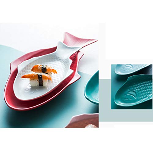 DOITOOL Ceramic Plate Fish Shaped Plate Fish Dish Porcelain Serving Platter Decorative Snack Storage Platter for Home Kitchen Black