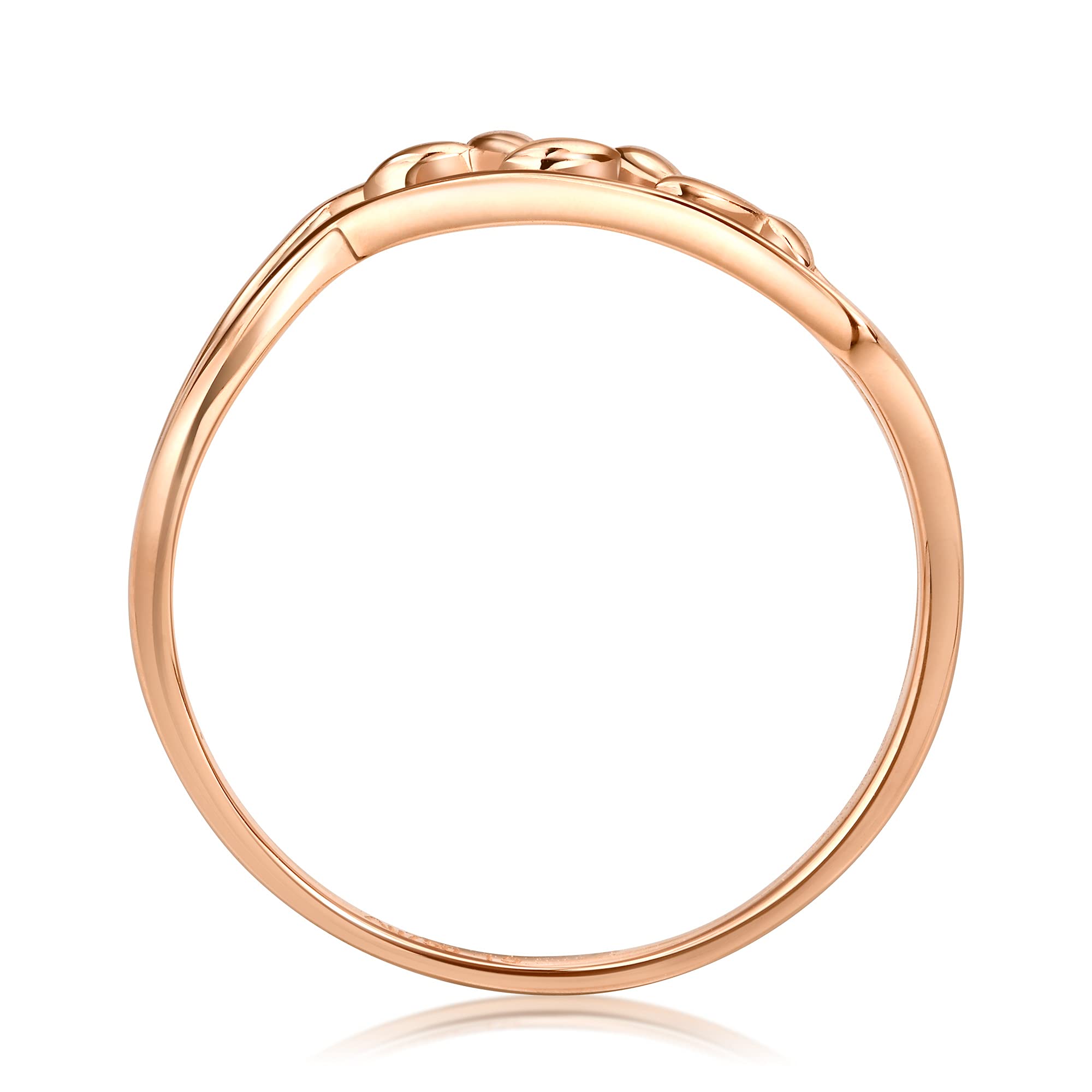 CHOW SANG SANG Delicate Gold 18K Rose Linear Waves with Cute Leaves Rings for Women 92787R (Our Size 17 / US 7.75)
