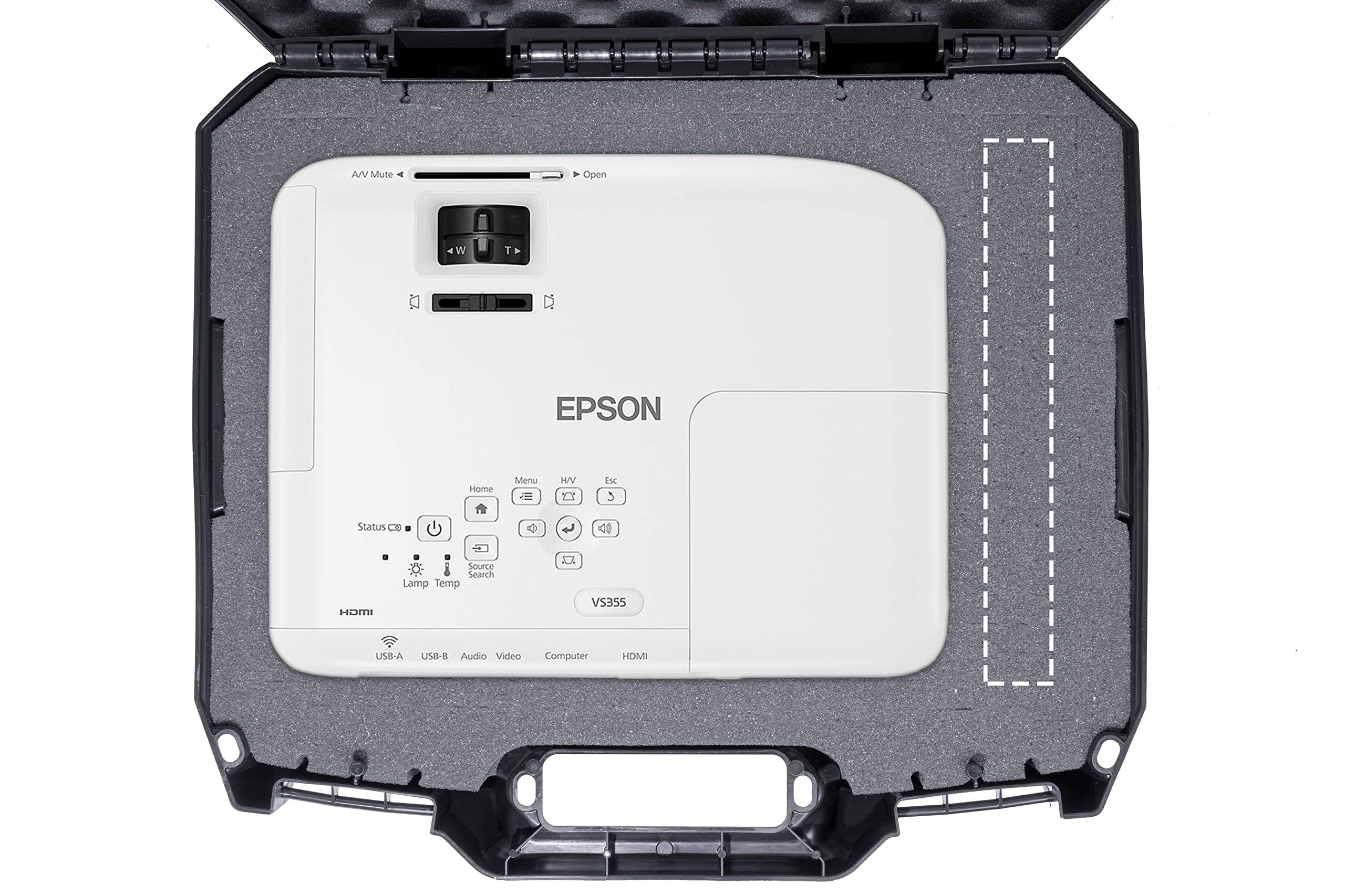 Case Club Projector Travel Case Compatible with Epson VS250 Svga, VS350 xga, VS355 wxga Projectors, Hdmi Cable and Remote with Custom Foam Compartment and Hard Shell Protection